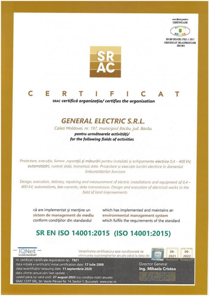 Certificări – General Electric